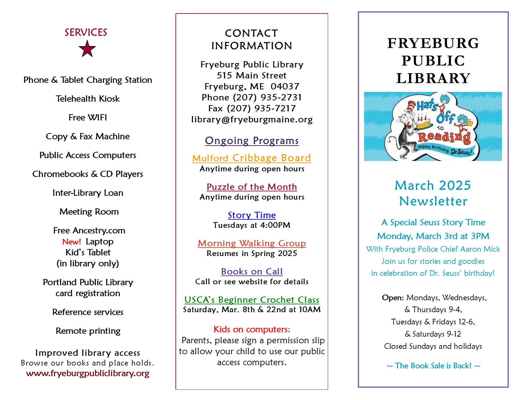 Fryeburg Public Library – 515 Main Street, Fryeburg, ME 04037