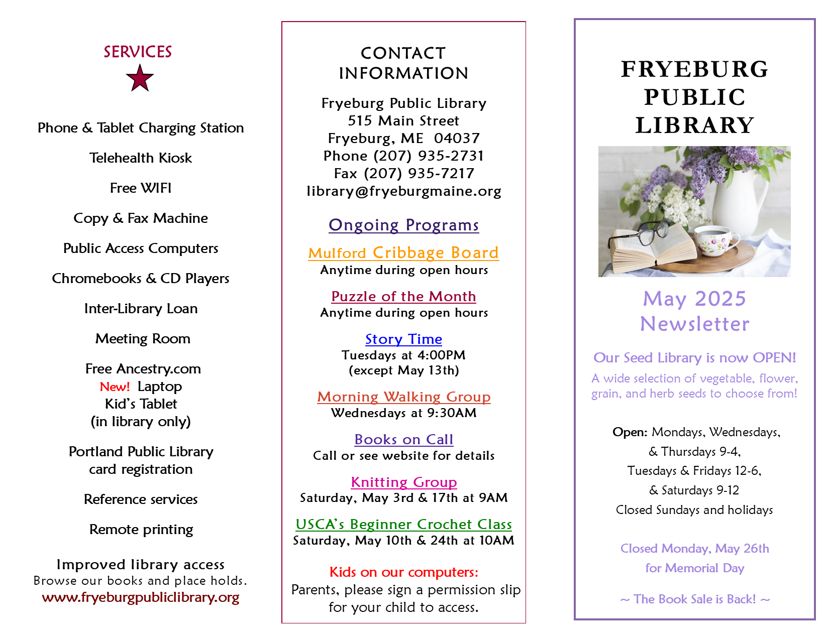 Fryeburg Public Library – 515 Main Street, Fryeburg, ME 04037