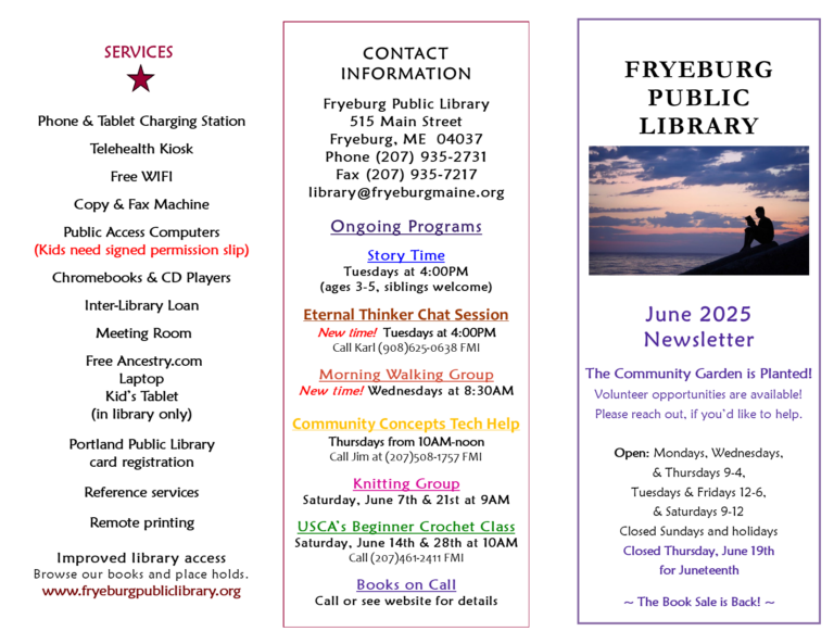 Fryeburg Public Library – 515 Main Street, Fryeburg, ME 04037