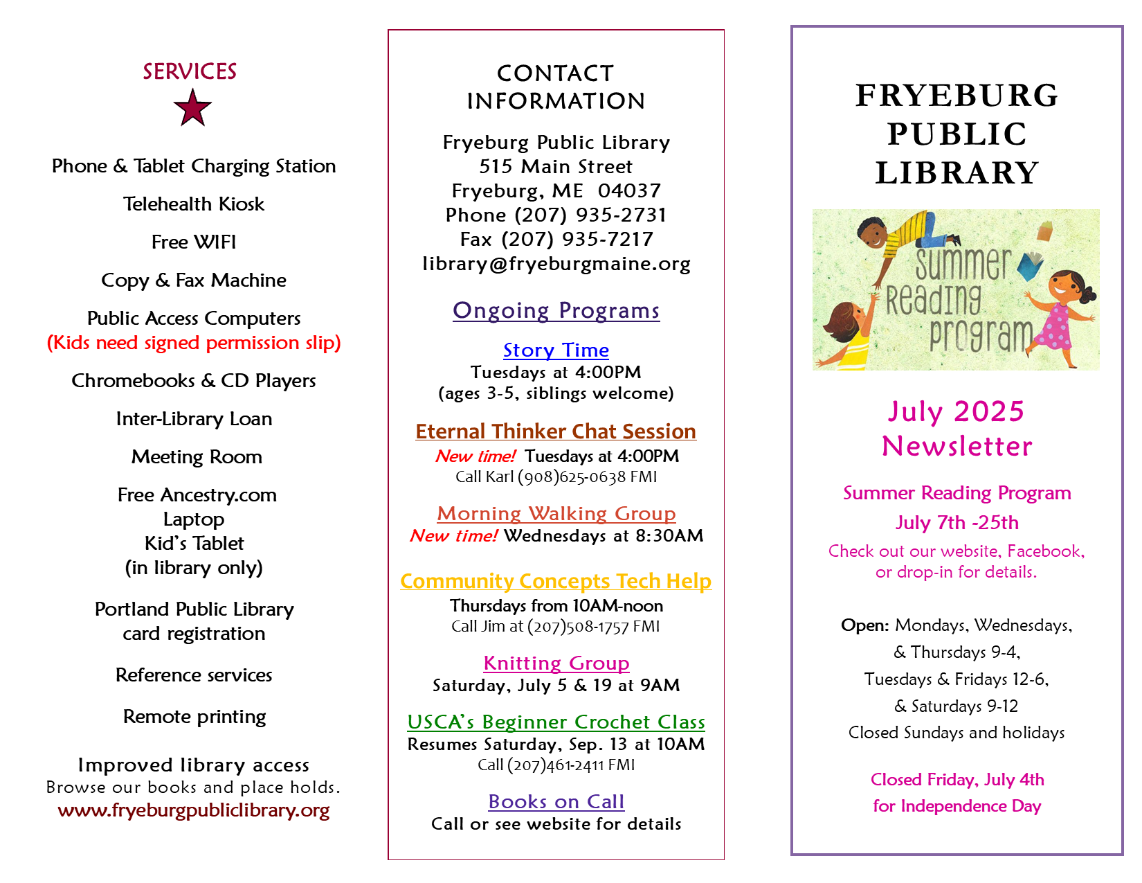Fryeburg Public Library – 515 Main Street, Fryeburg, ME 04037